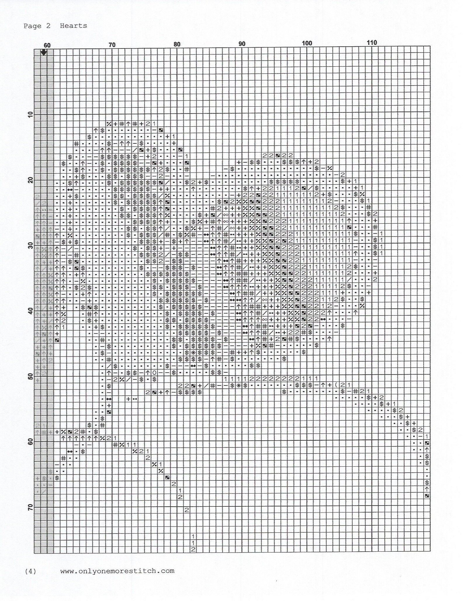 Hearts Counted Cross Stitch Pattern PDF Download - Etsy