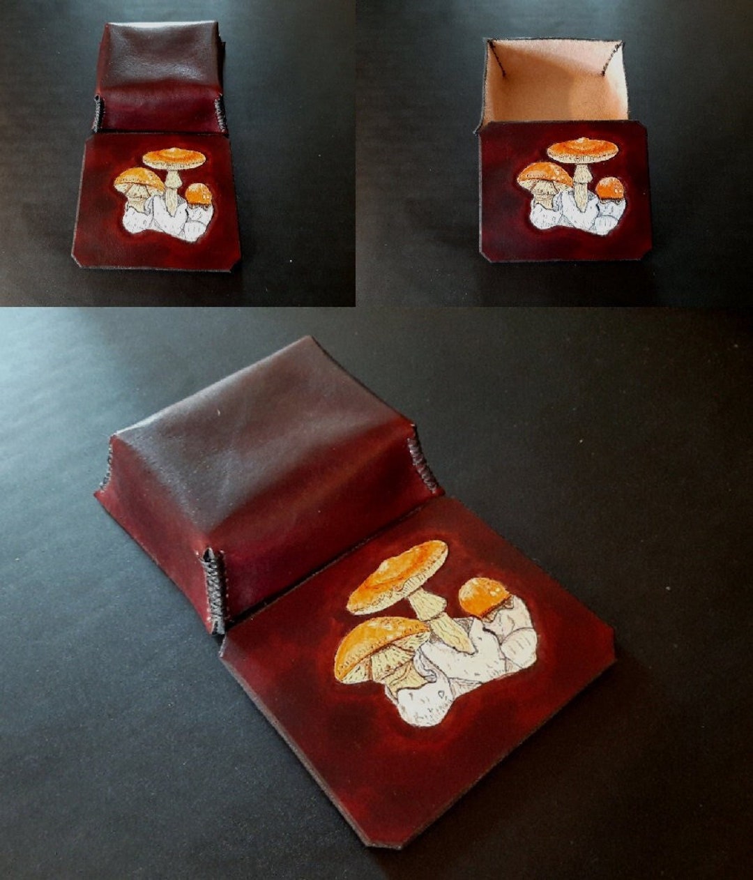 Hand Painted Leather Boxes. Formed Hand Stitched Leather With Hand ...