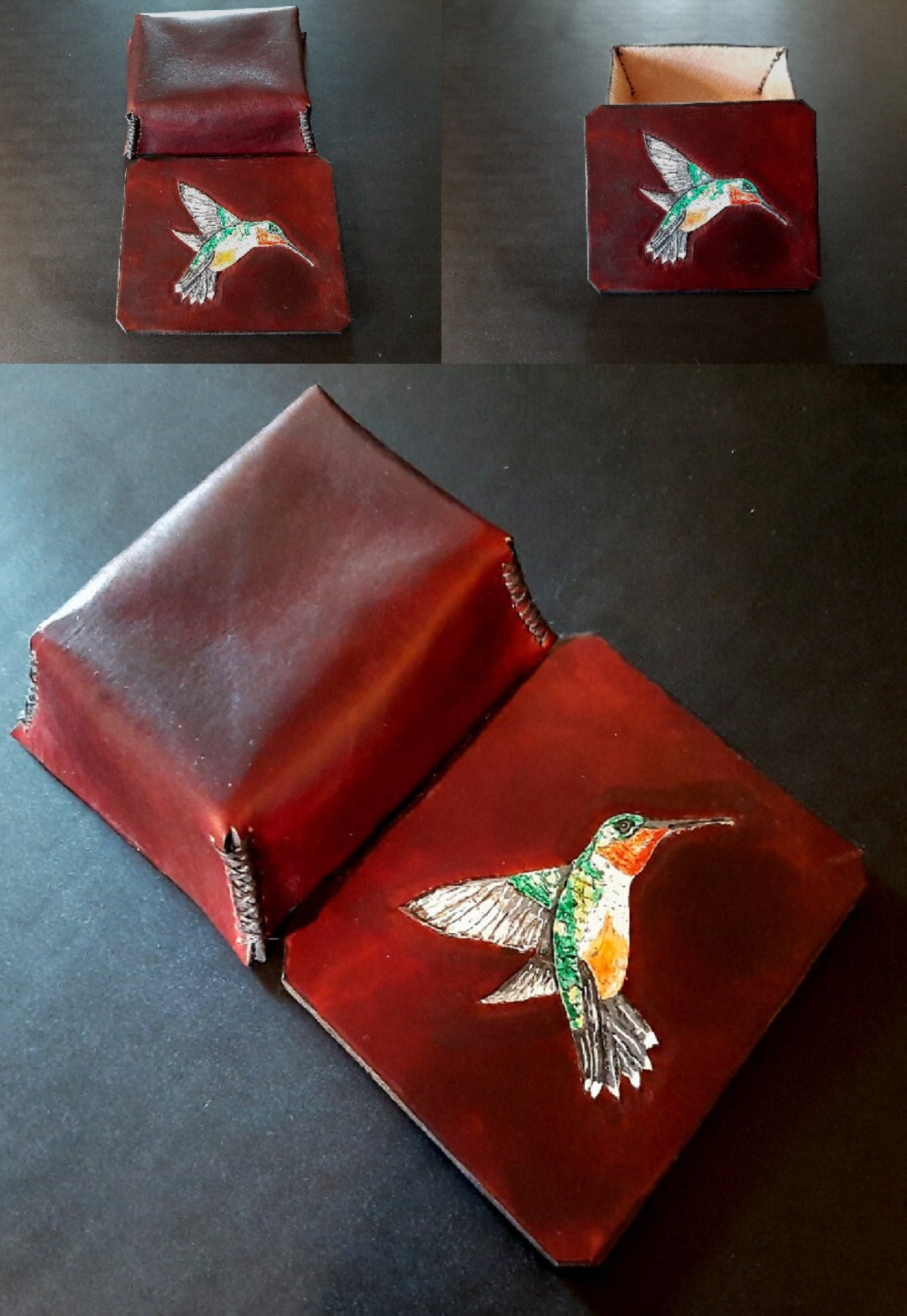 Hand Painted Leather Boxes. Formed Hand Stitched Leather With Embossed ...