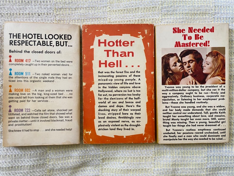 Pulp Fiction Books Set of 3 Vintage Adult Novels | 60s Adult Erotica ...