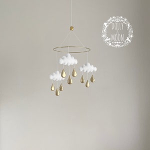 Cloud Baby Mobile Rain Cloud Nursery Crib Mobile Gold Rain - Etsy
