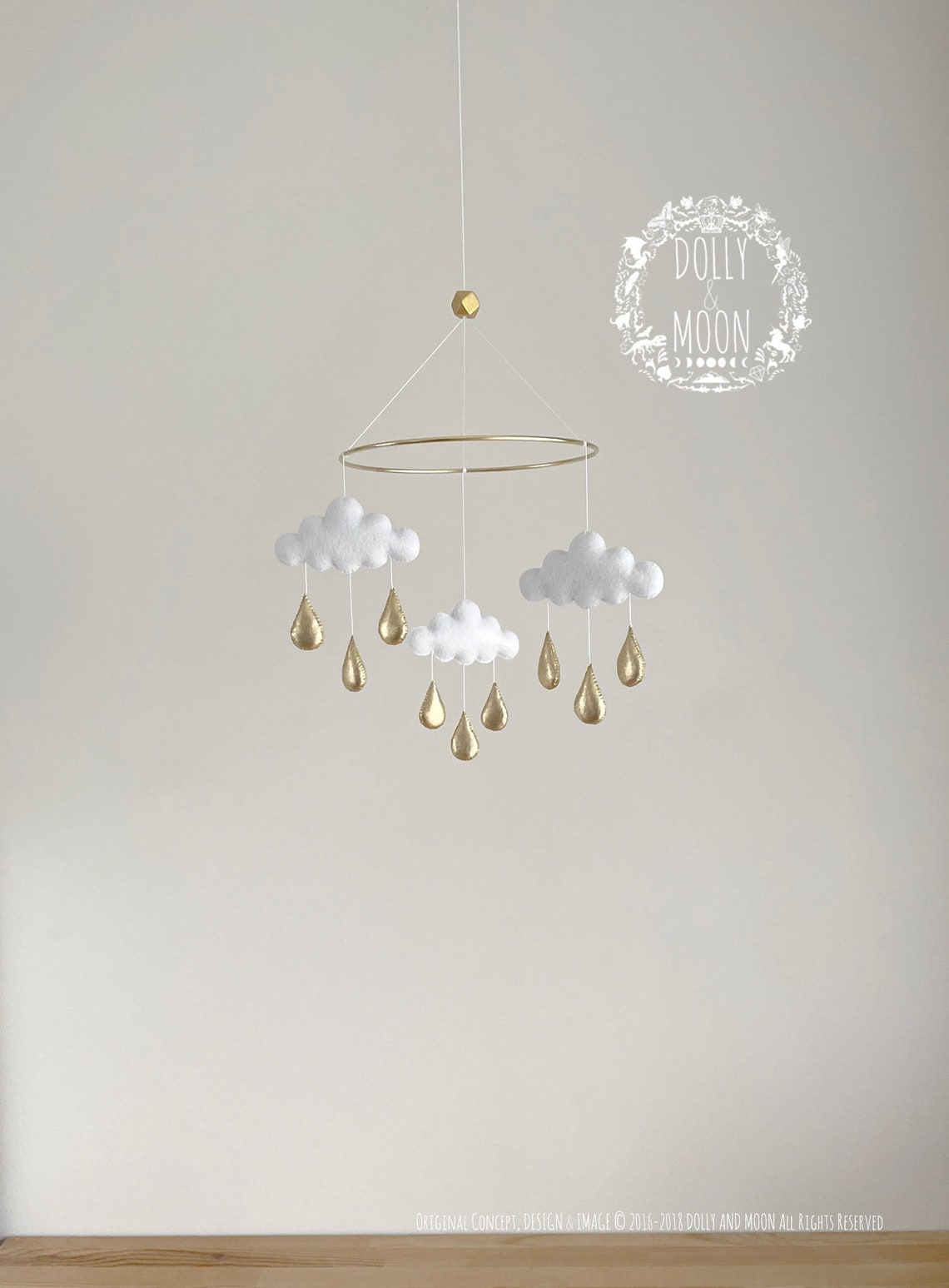 Cloud Baby Mobile Rain Cloud Nursery Crib Mobile Gold Rain - Etsy