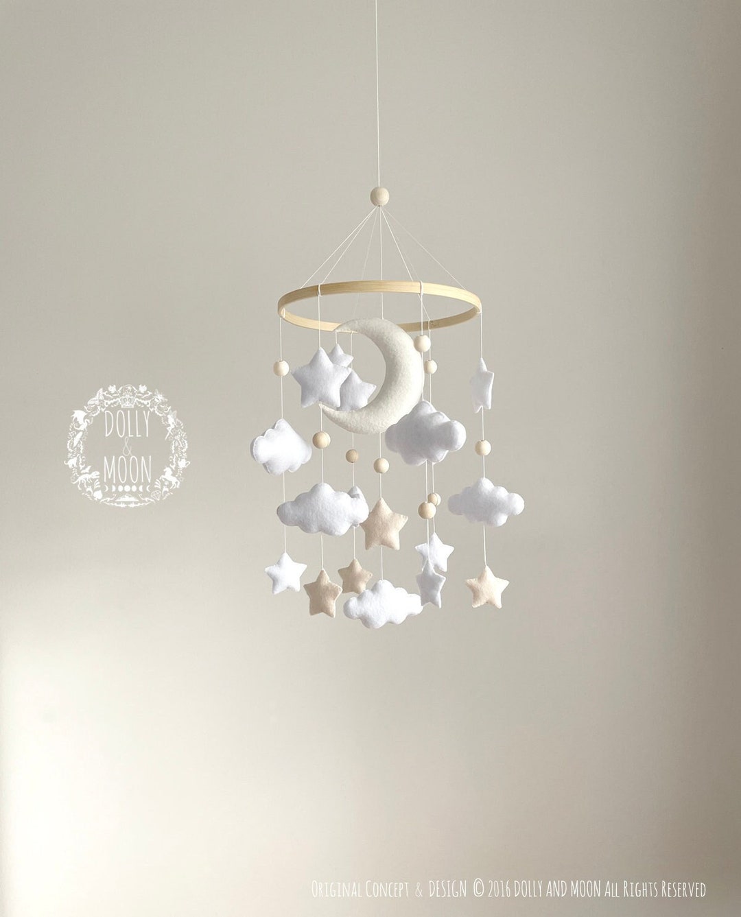 Moon Baby Mobile: Stars Clouds Nursery Cot Neutral Newborn Decor - Etsy