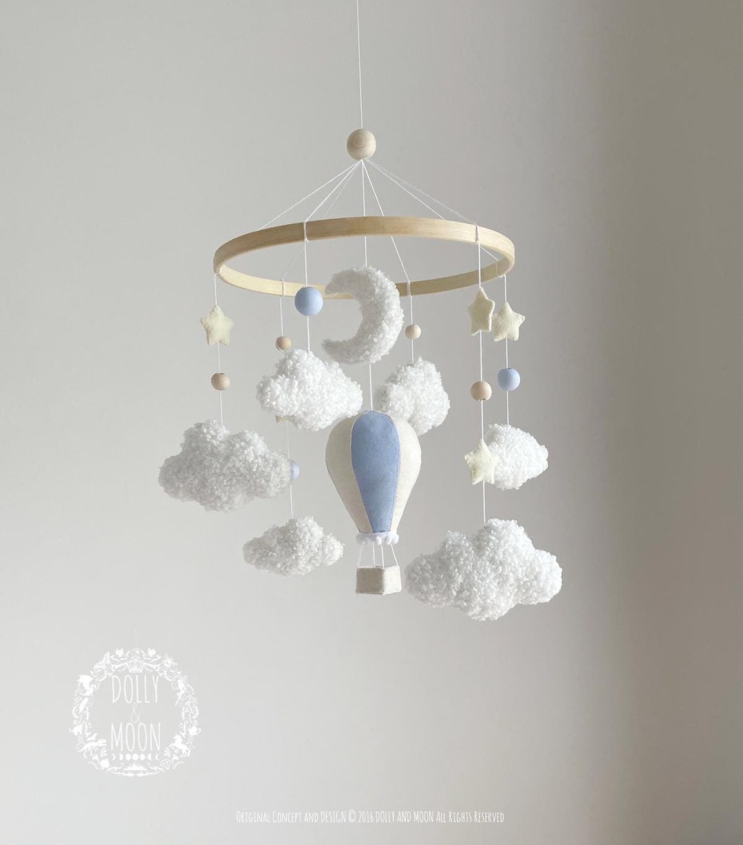 Boucle Moon Baby Mobile, Moon Stars Cloud Baby Mobile, Starry Night ...