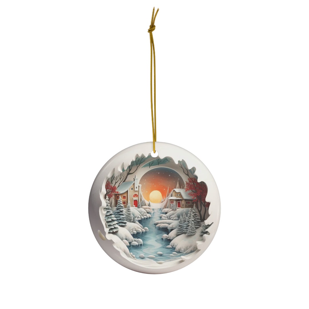 Breakthrough Christmas Ceramic Ornament, 3d Illusion Christmas Ornament ...