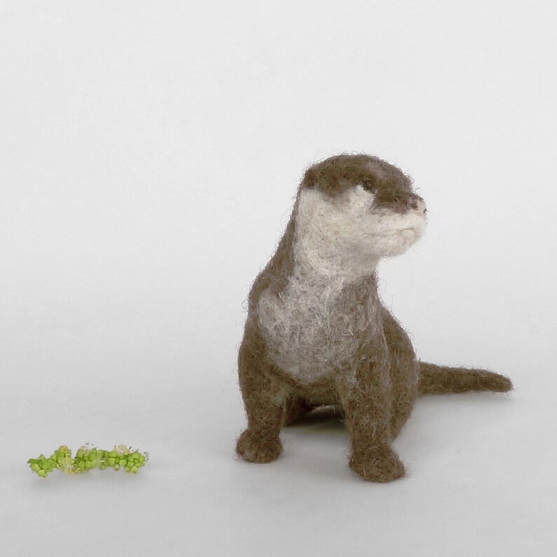 Needle Felted Baby Otter Sculpture: Handmade Wool Woodland Decor - Etsy