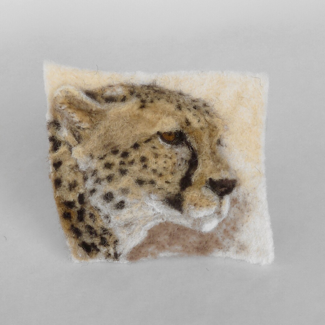 Needle Felted Cheetah Patch: Handmade Wool Portrait, Wearable Art - Etsy