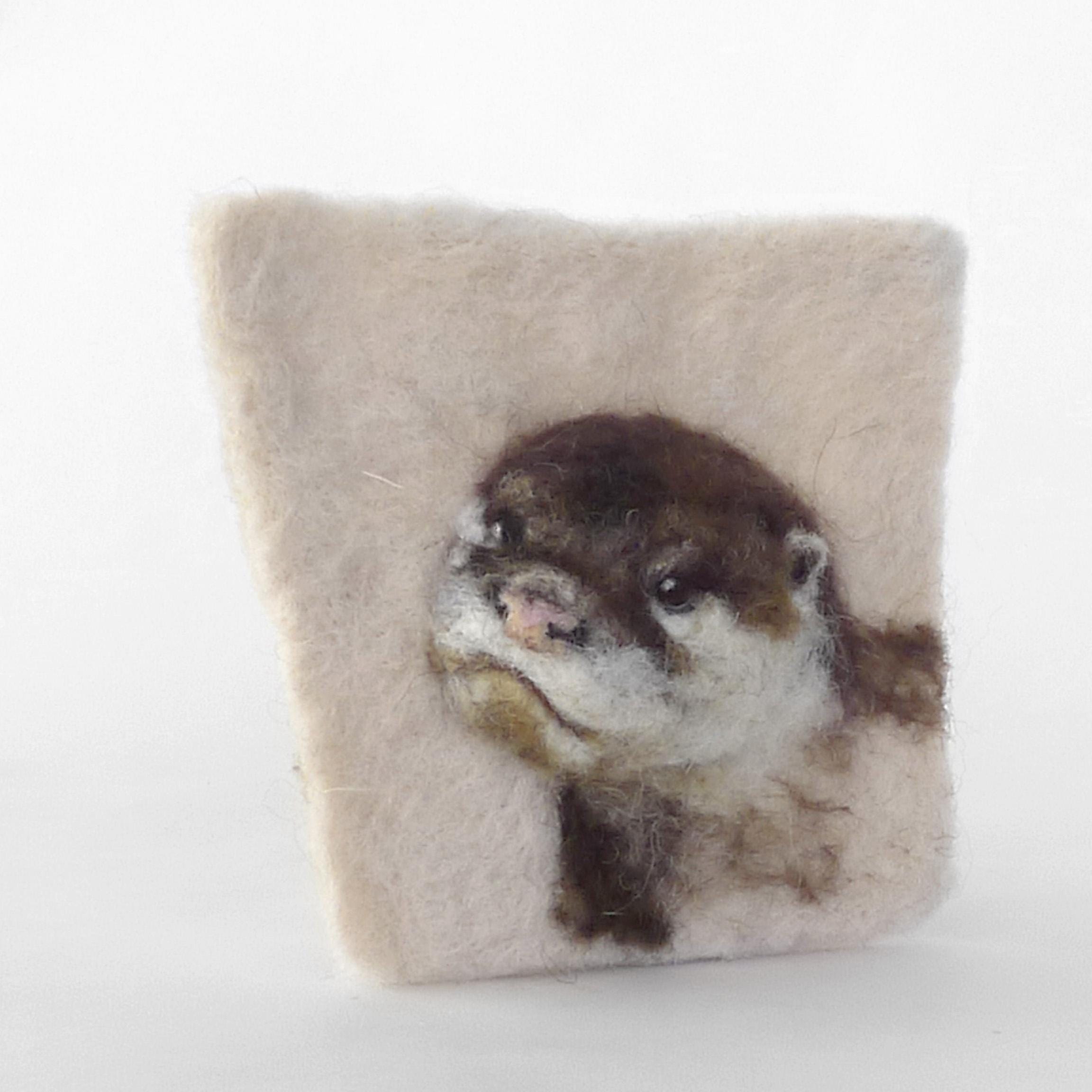 Needle Felted Otter Portrait – Wool Relief Patch – Handmade Natural ...