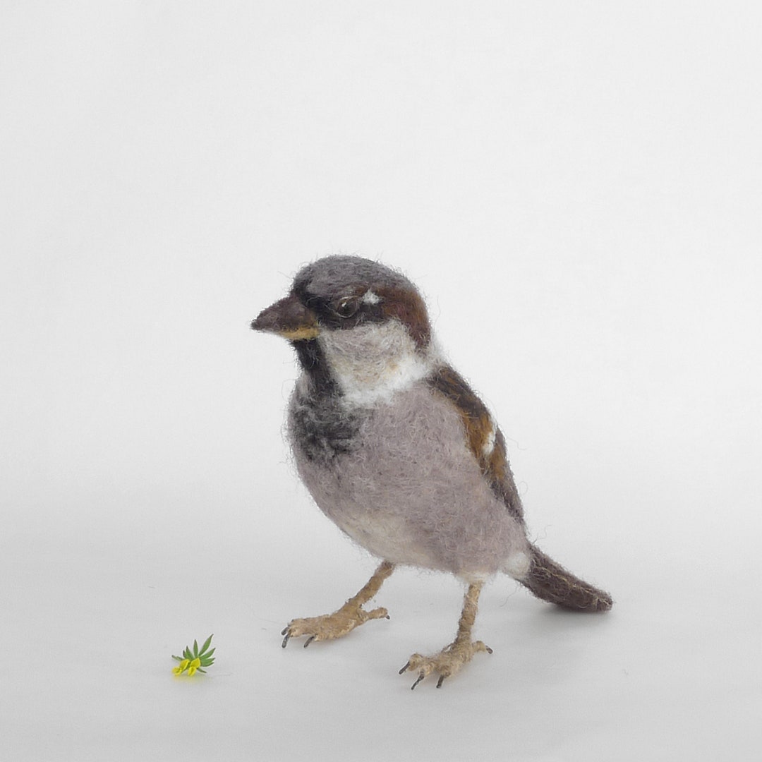 Felted Sparrow/needle Felted Sparrow/realistic Sparrow/soft Sculpture ...