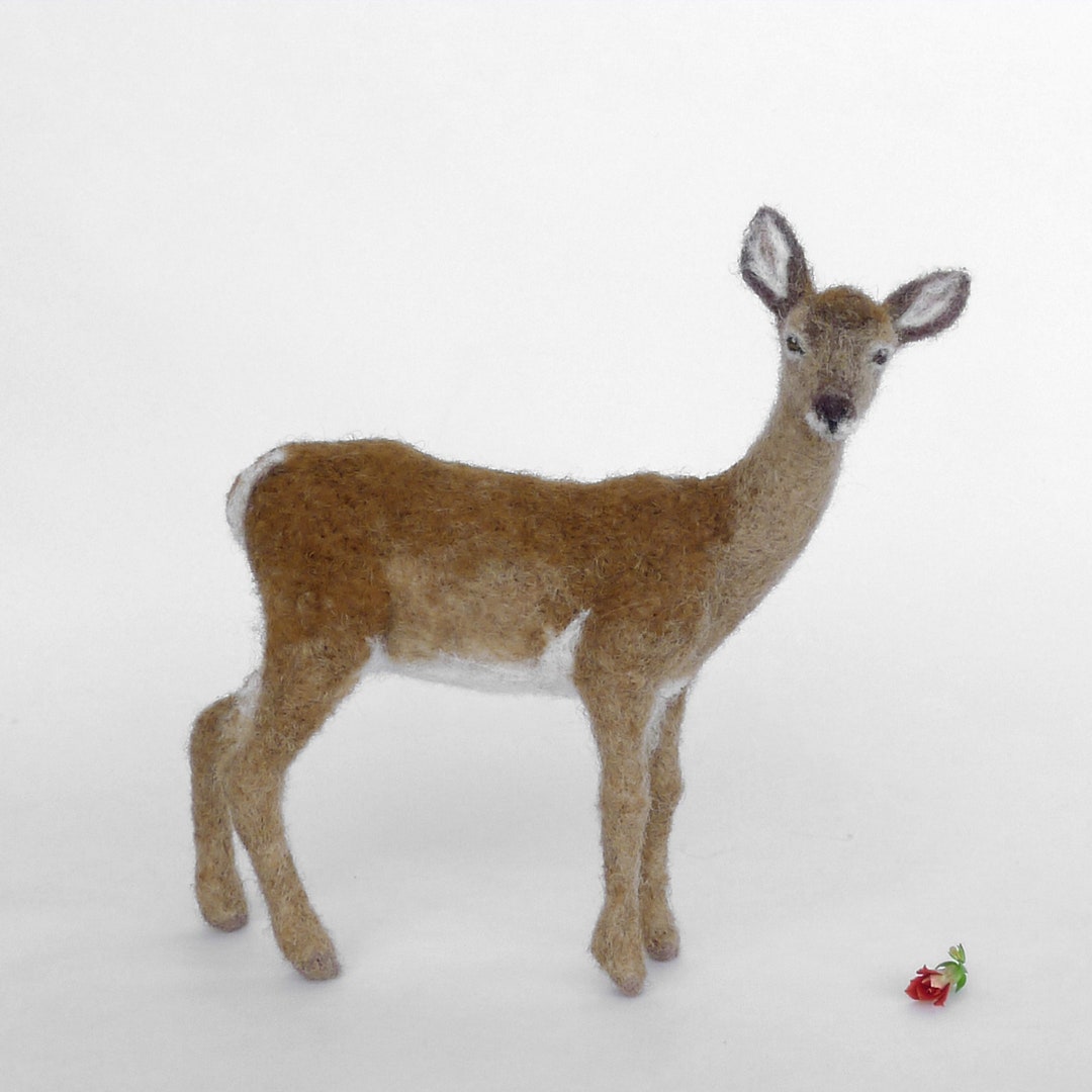 Felted Fawn/needle Felted Fawn/felt Fawn/soft Sculpture/realistic Fawn ...