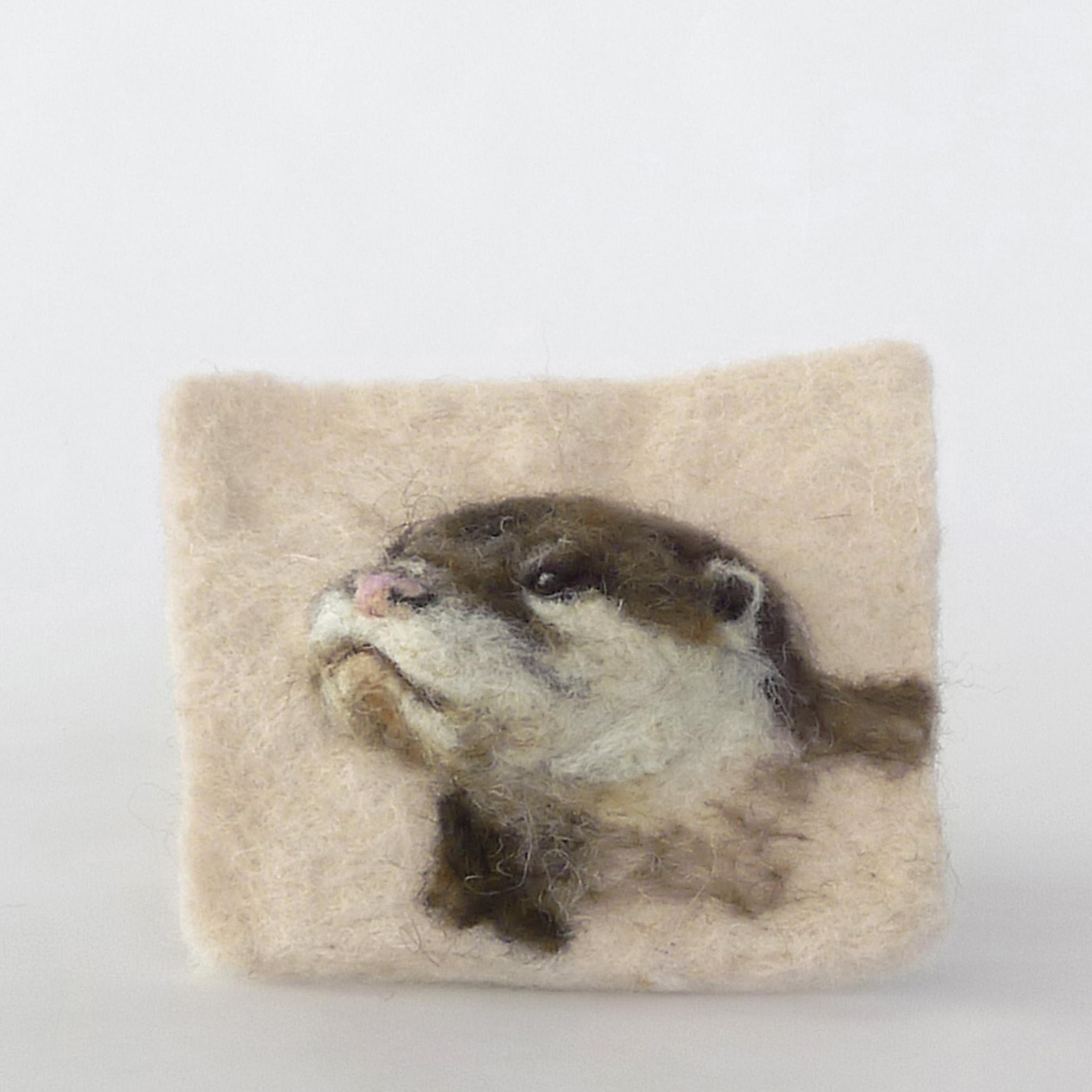 Needle Felted Otter Portrait – Wool Relief Patch – Handmade Natural ...