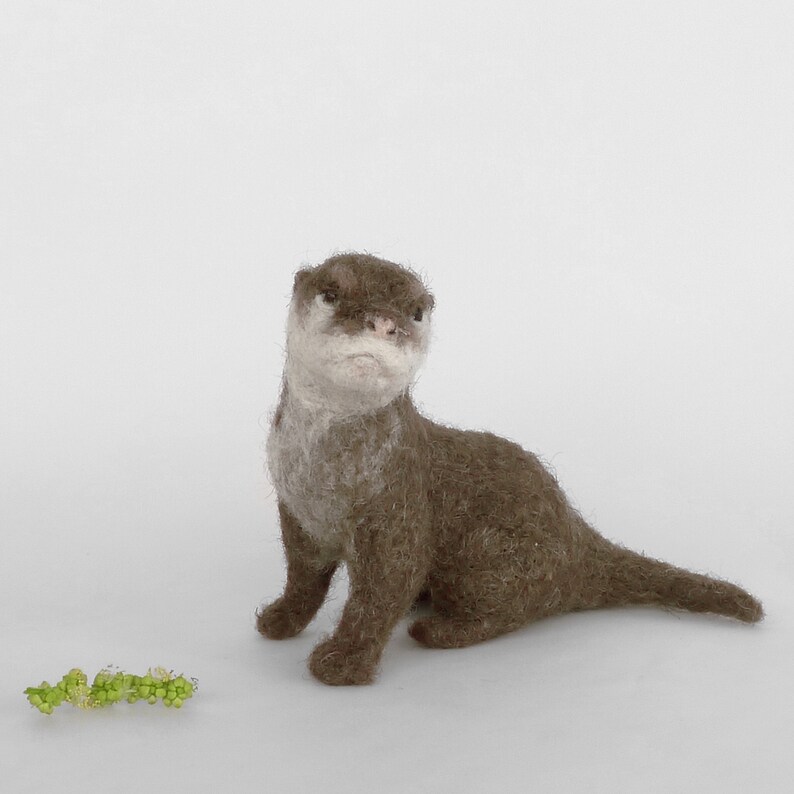 Needle Felted Baby Otter Sculpture: Handmade Wool Woodland Decor - Etsy