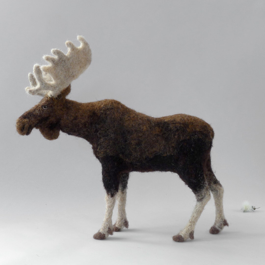 Needle Felted Moose: Handmade Wool Wildlife Sculpture - Etsy