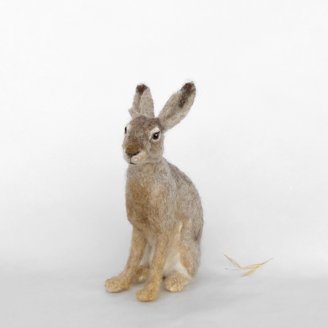 Needle Felted Hare – Realistic Wool Animal Sculpture – Eco-friendly ...