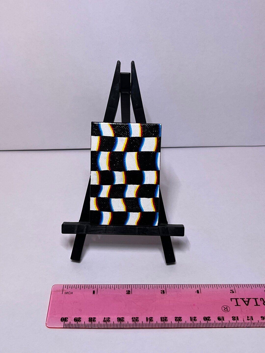 Tiny Canvas, Trippy Art, Trippy Gift, Checkered Canvas, Checkered ...