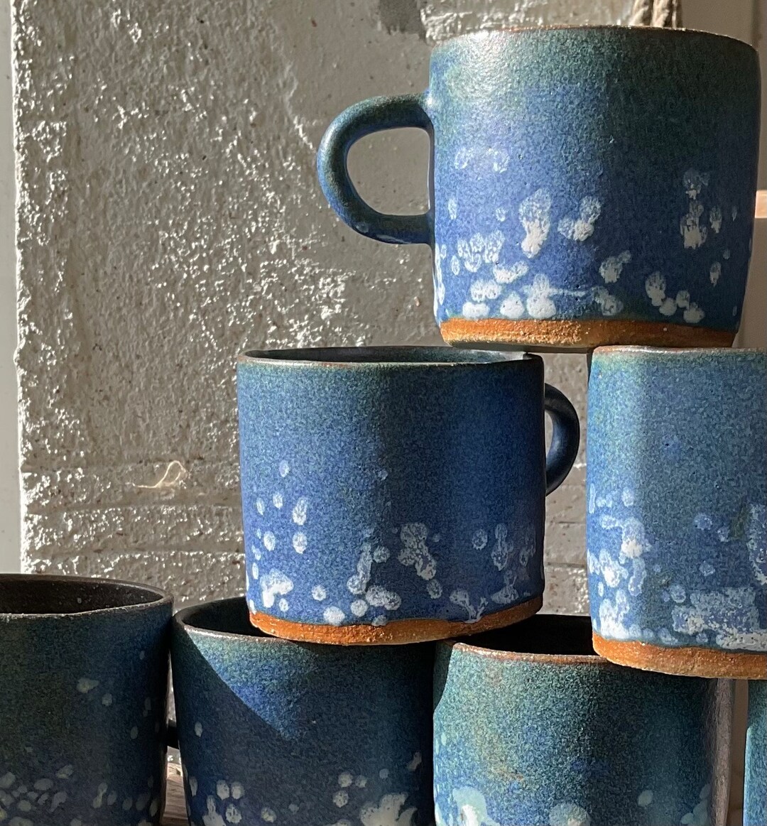St Ives Ocean Blue Splash Cornish Seaware. Hand Thrown Stoneware Mugs ...