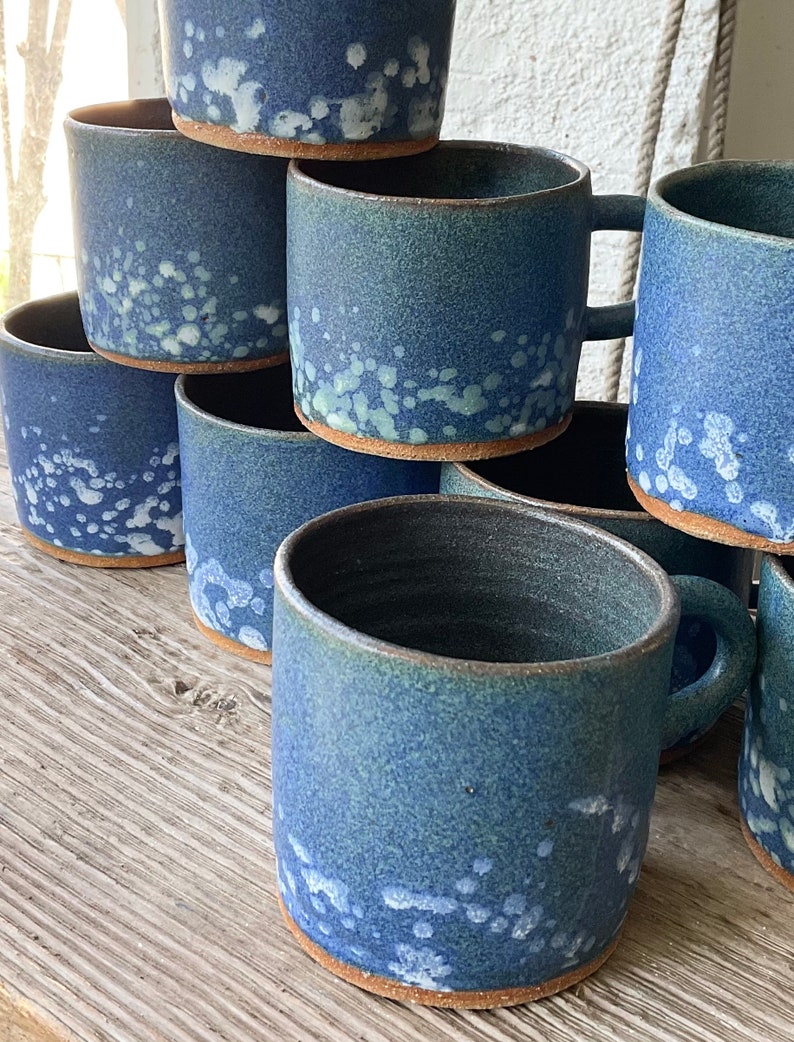 St Ives Ocean Blue Splash Cornish Seaware. Hand Thrown Stoneware Mugs ...