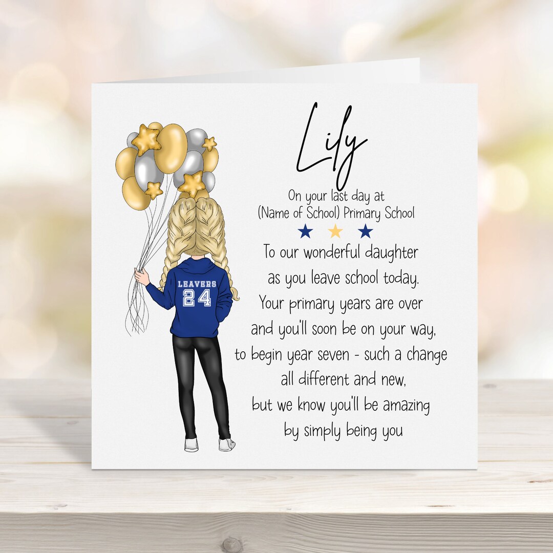 Personalised Year 6 Leavers Card Daughter Keepsake Leavers Card Leavers ...