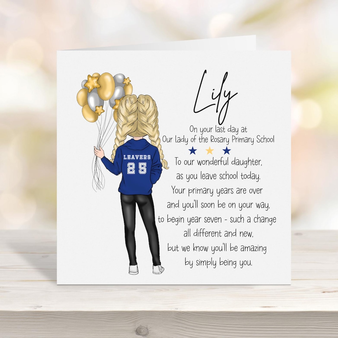 Personalised Year 6 Leavers Card - Daughter Keepsake Leavers Card ...