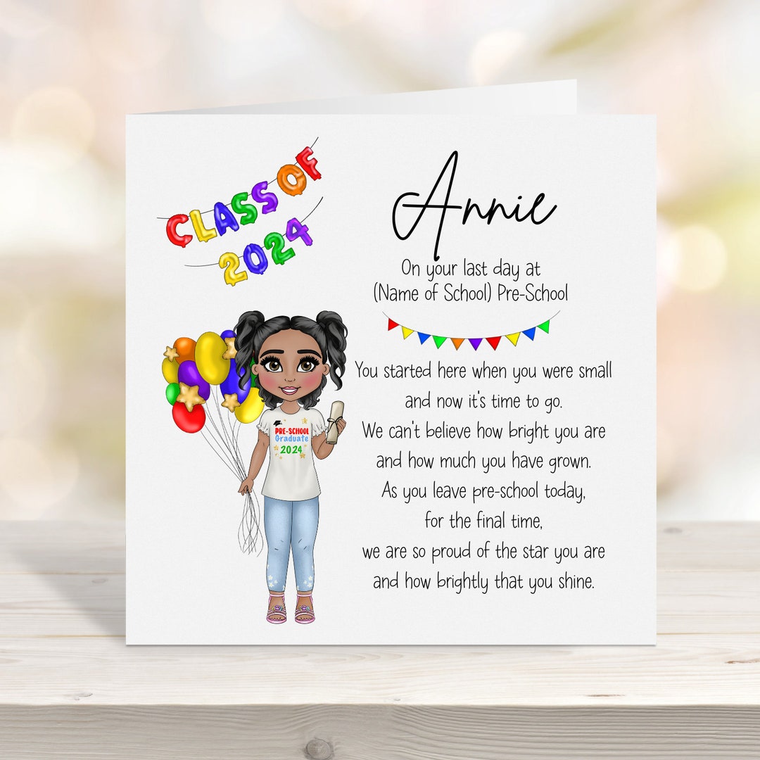 Personalised Nursery Leavers Card - Keepsake Leavers Card - Leavers ...