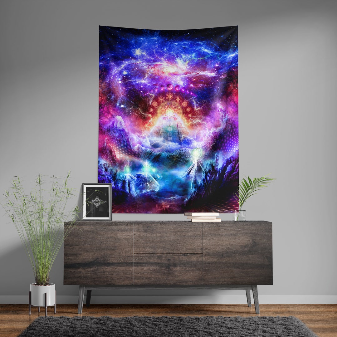 Cold Flower Metaverse Tapestry | Sacred Geometry Wall Decor | UV ...