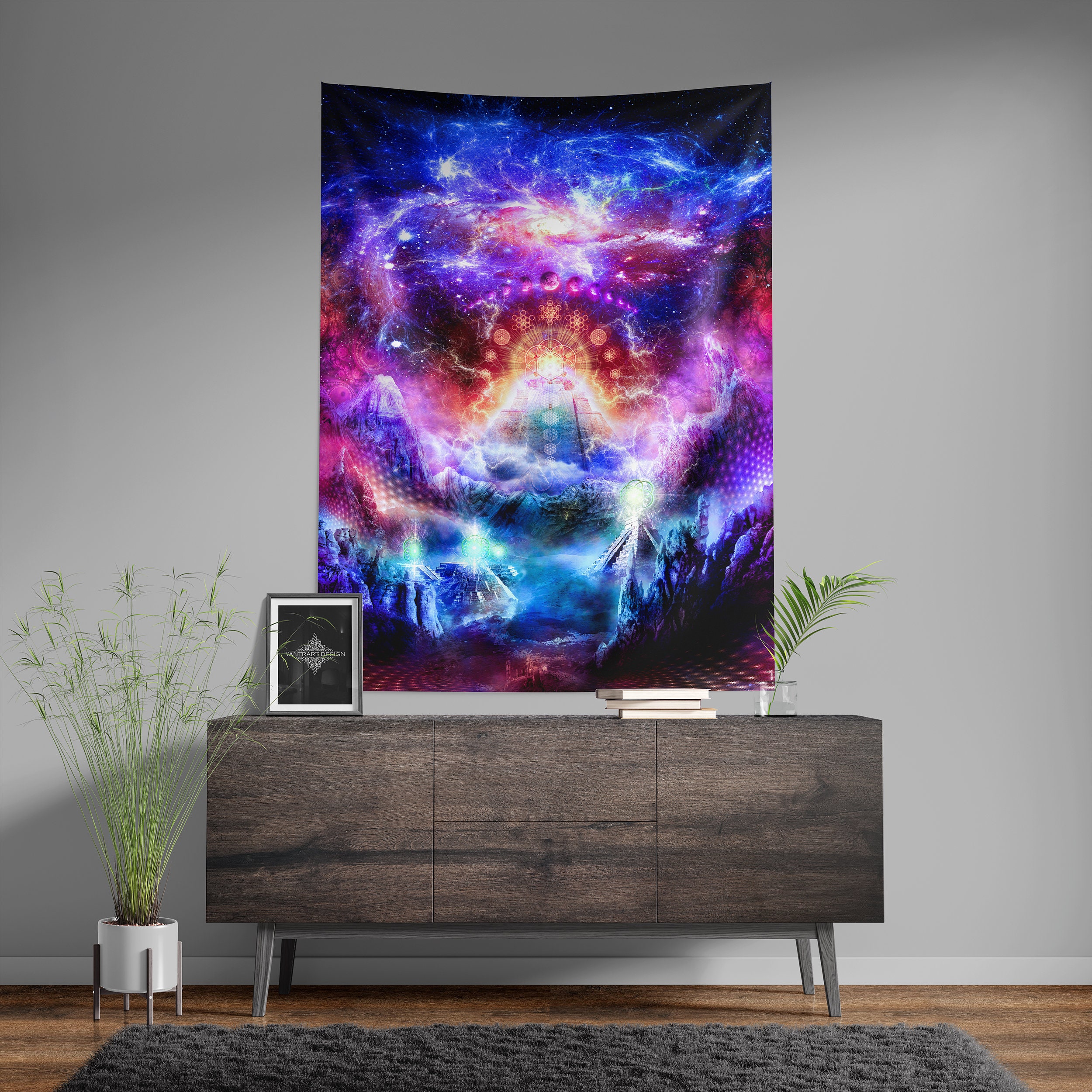 Cold Flower Metaverse Tapestry | Sacred Geometry Wall Decor | UV ...