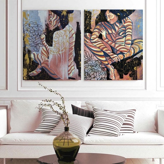 Set Of 2 Erotic Wall Art Art Deco Wall Art Sexy Bedroom Art Etsy
