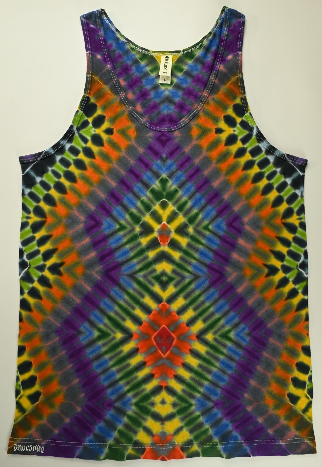Large Zigz 'N Zagz Neo-dna Tie Dye on a Tultex 105 Ringspun Cotton Tank ...