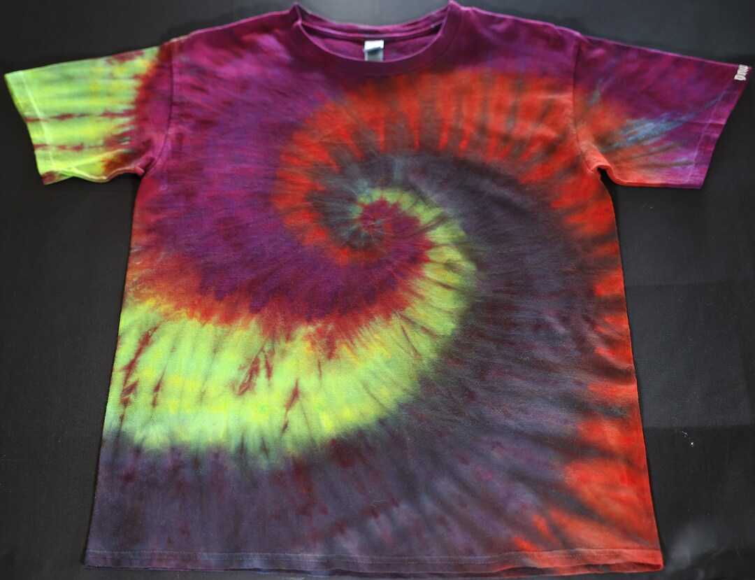 Medium Halloween Inspired Colors Spiral Ice Dye Tie Dye on a Gildan ...
