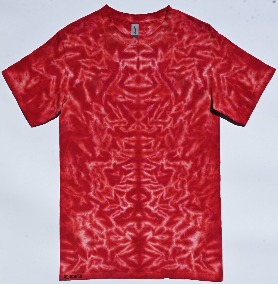 Small Rorschach Scrunch in Reds Tie Dye on a Gildan Ultra Cotton PFD ...