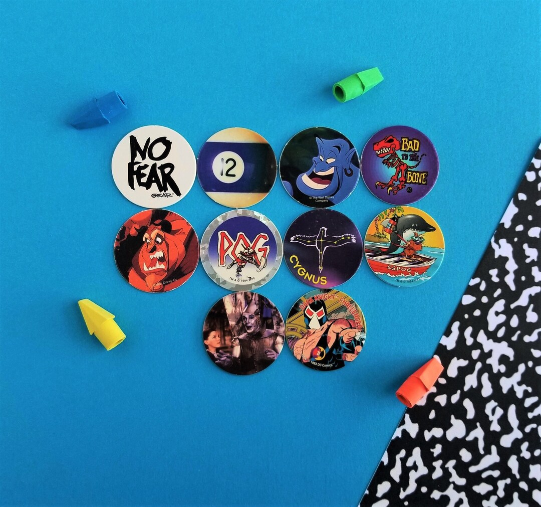 90's Pog Collection Set of 10, Holographic, Vintage Walt Disney Aladdin ...