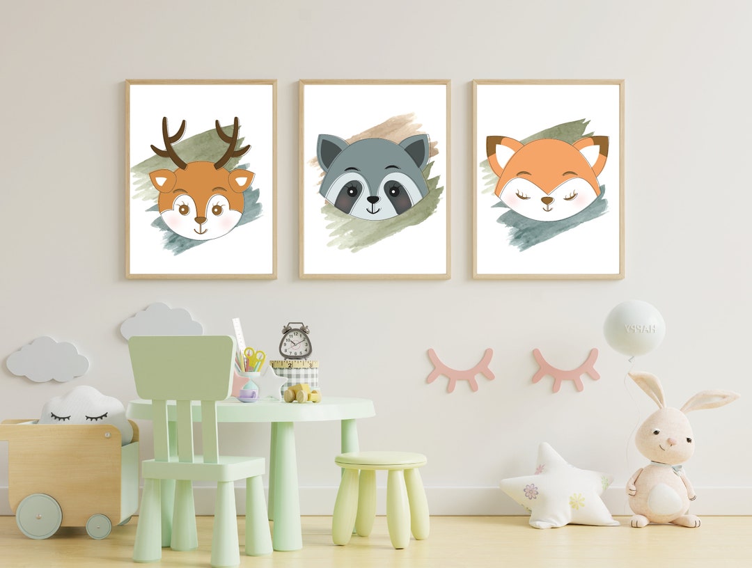 Wall Art Set of 6 Forest Friends Images for Download. Letter Size Each ...