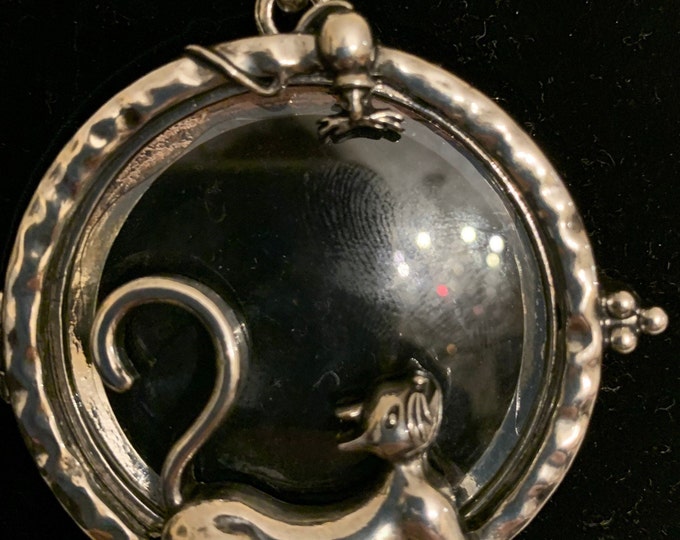 The 30'' Cat and Mouse Magnifying Glass Long Necklace Silver Tone - Etsy
