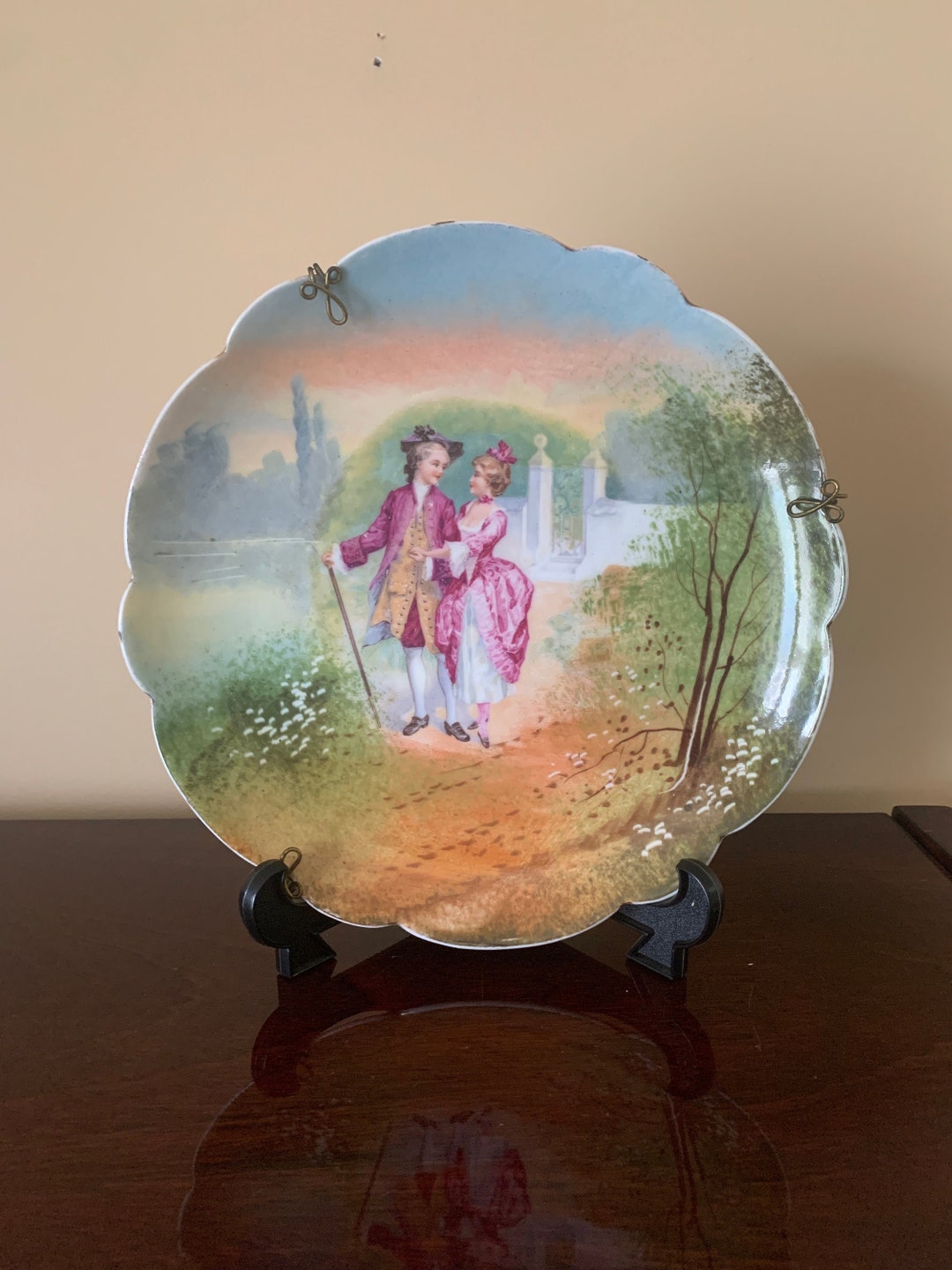 Antique Limoges Porcelain Wall Plate Courting Scene by Freres La Seynie ...