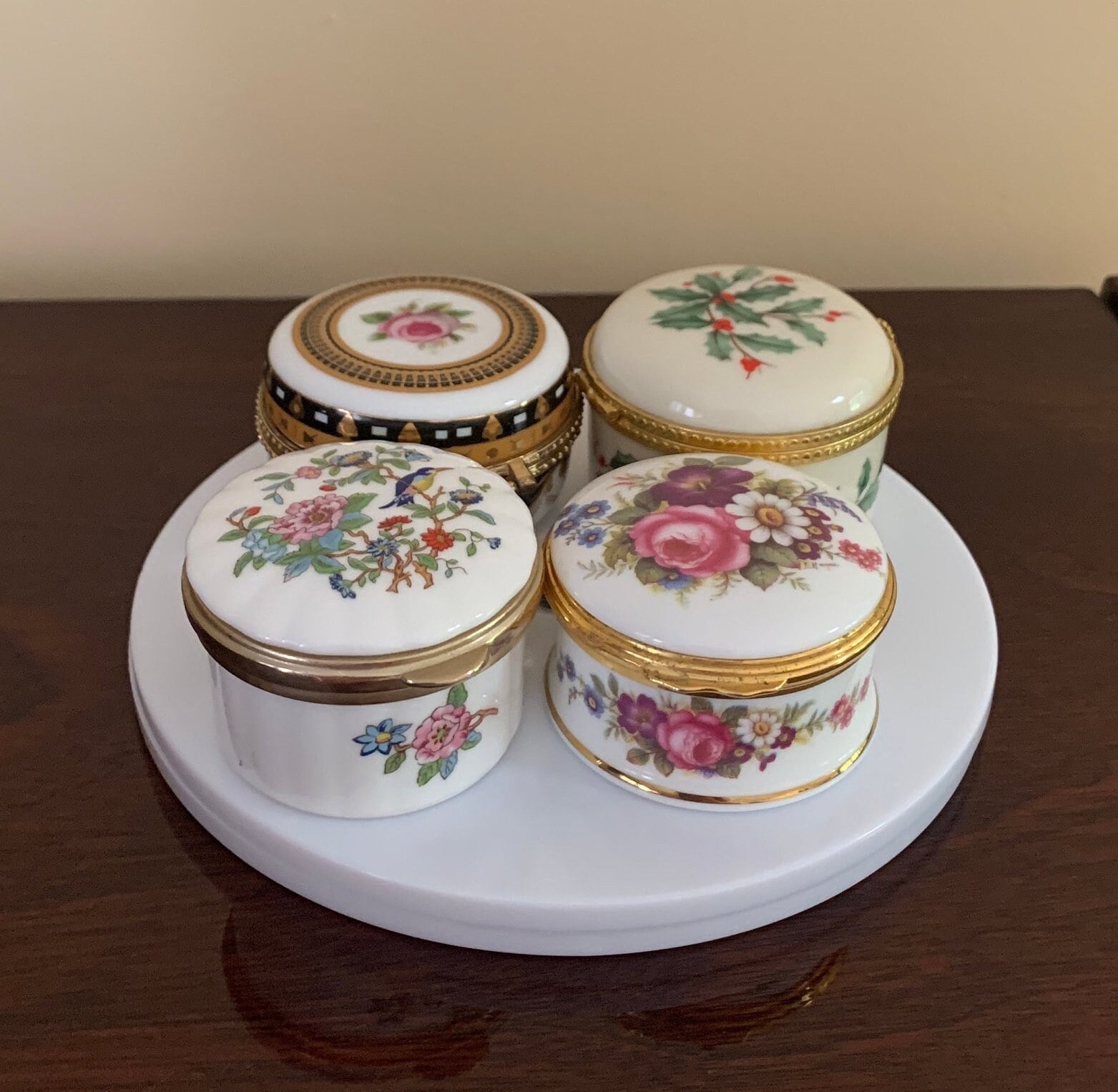 Vintage Porcelain Pill Boxes Collection Exquisite Unique With Brass ...