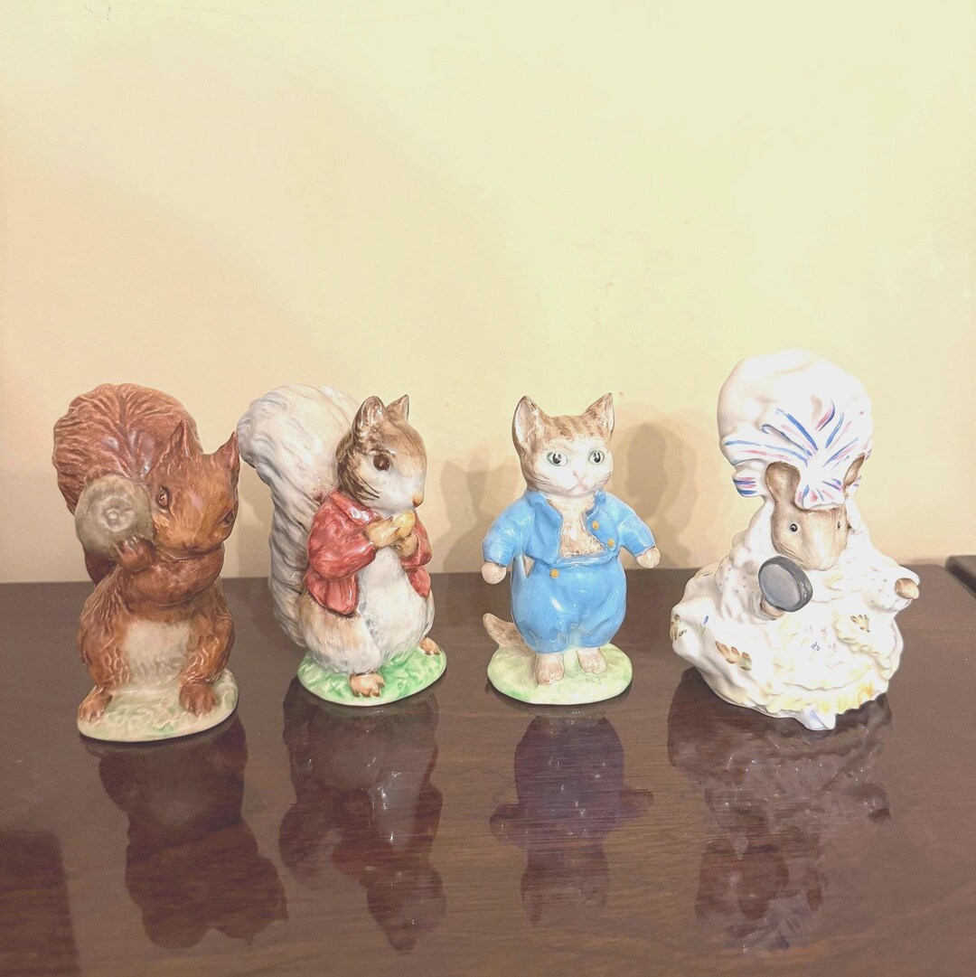 Beswick Beatrix Potter Figurines Gold Oval–nutkin, Timmy Tiptoes, Lady ...