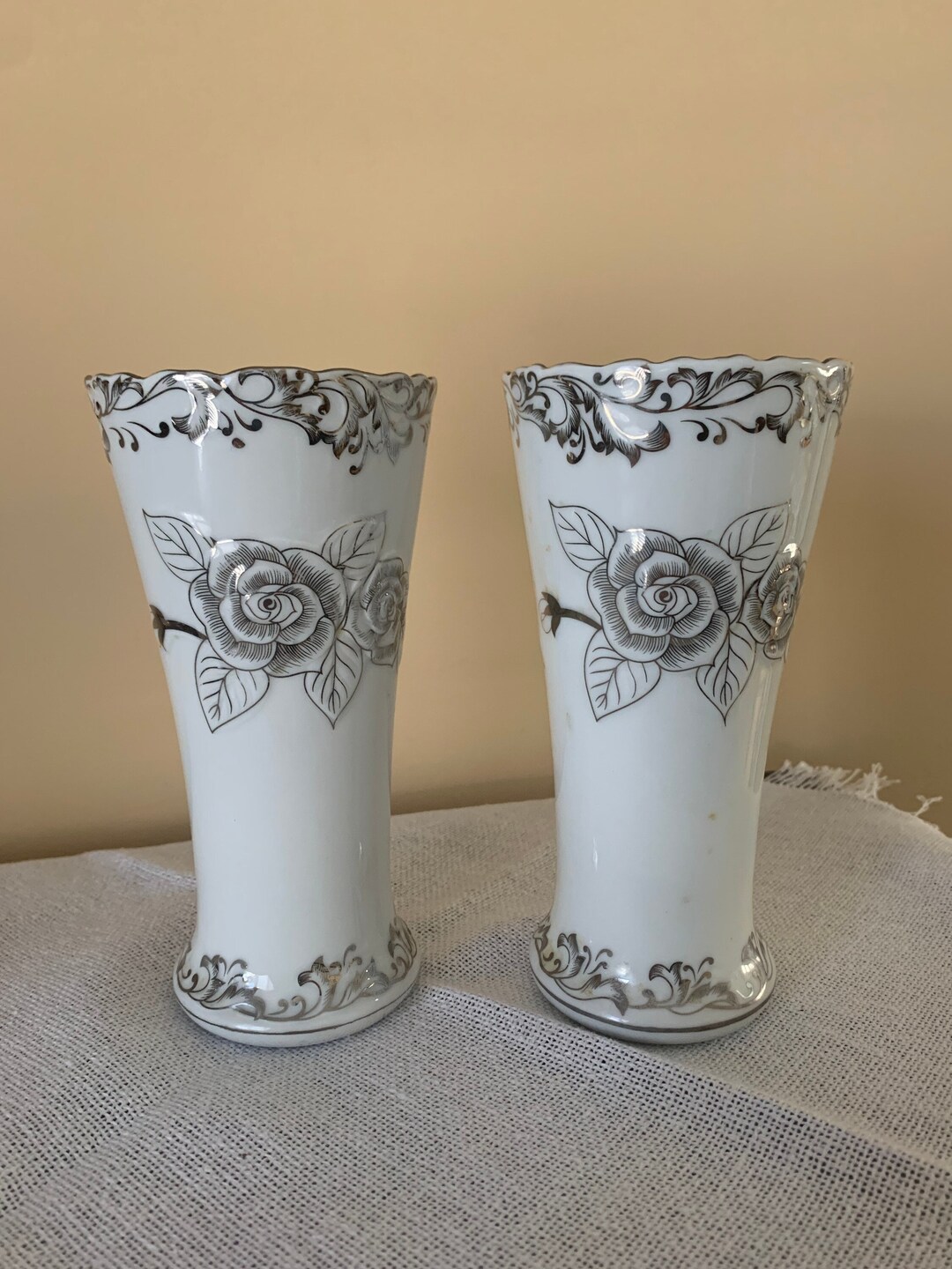 Rare T. Bavaria Set-2 Porcelain Bud Vases With Overlayed - Etsy