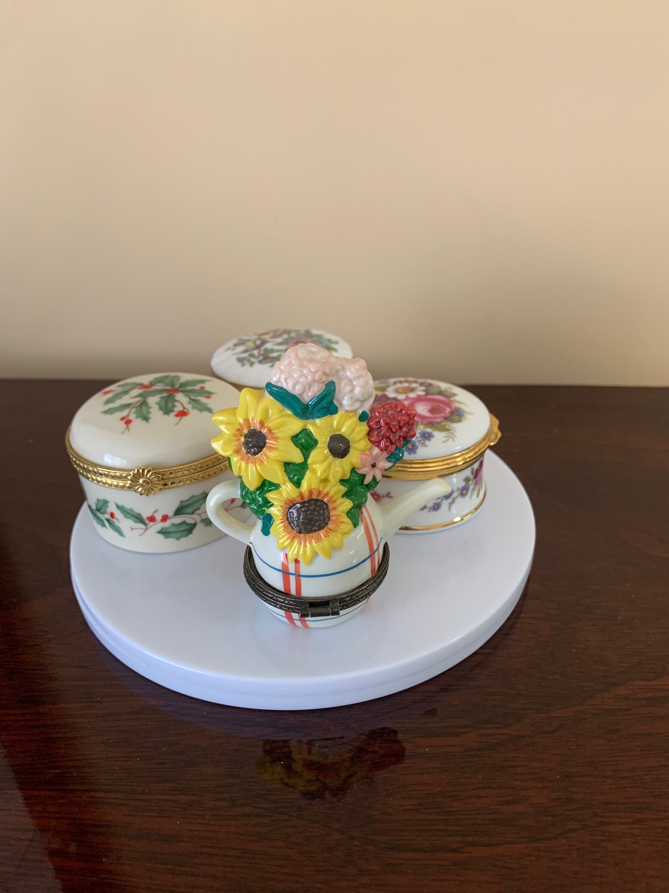 Vintage Porcelain Pill Boxes Collection Exquisite Unique With Brass ...