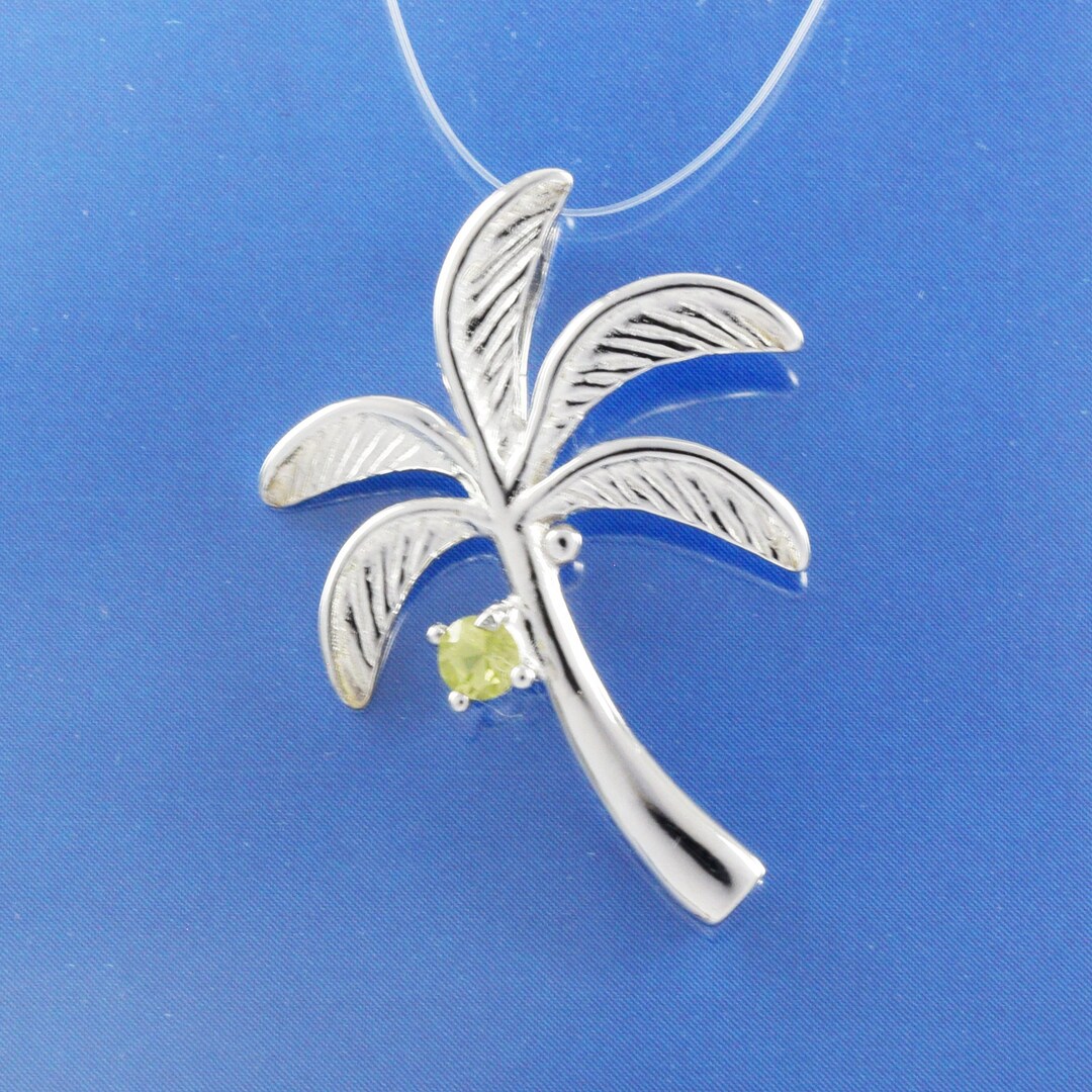 Hawaiian Genuine Peridot Palm Tree Necklace, Sterling Silver Green ...