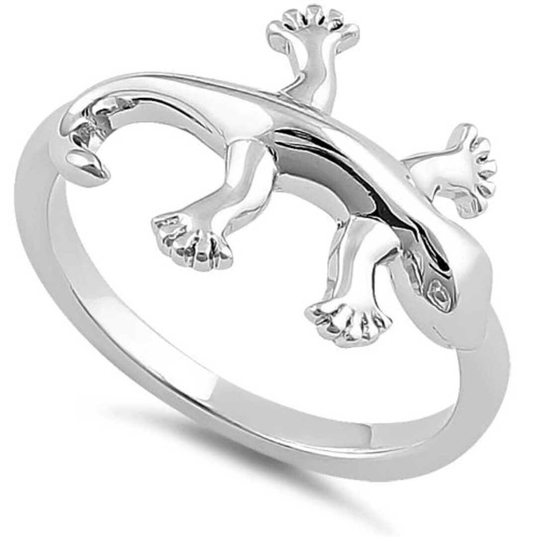 Hawaiian Large Gecko Ring, Sterling Silver Gecko Lizard Band Ring ...