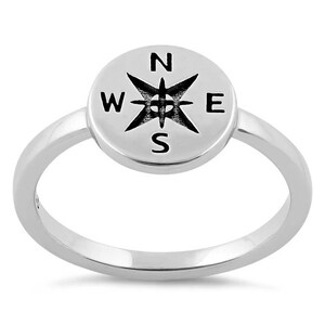 Hawaiian Compass Ring, Sterling Silver Compass Band Ring, W75016 Hawaiian Jewelry, Christmas ...
