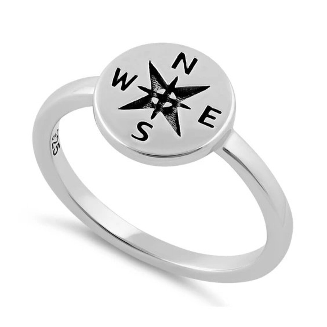 Hawaiian Compass Ring, Sterling Silver Compass Band Ring, W75016 ...