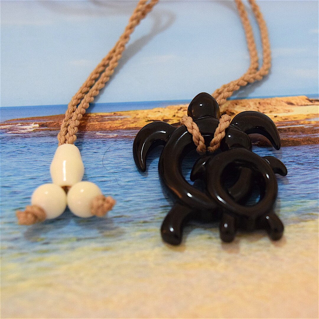 Hawaiian Mom & Baby Sea Turtle Necklace, Hand Carved Buffalo Bone Sea ...