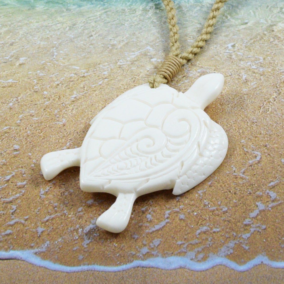 Hand Carved Buffalo Bone Sea Turtle Necklace: Hawaiian Honu Pendant - Etsy