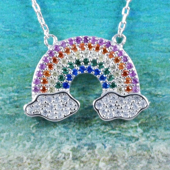 Hawaiian Multi-color Rainbow Cloud Necklace Sterling Silver - Etsy