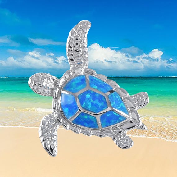 Blue opal sea turtle necklace store