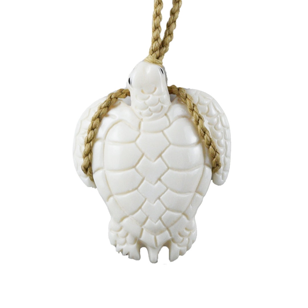 Hand Carved Buffalo Bone Sea Turtle Necklace: Hawaiian Honu Pendant - Etsy