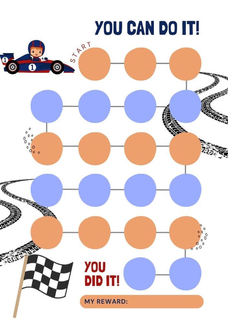 Racing Kids Reward Chart | Printable Chore & Behavior Tracker | Fun Car ...