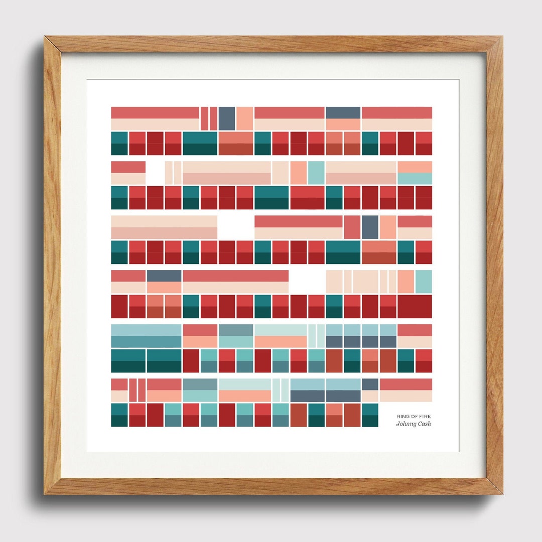 Johnny Cash Ring of Fire Color Block Music Art Print, Sheet Music Wall ...