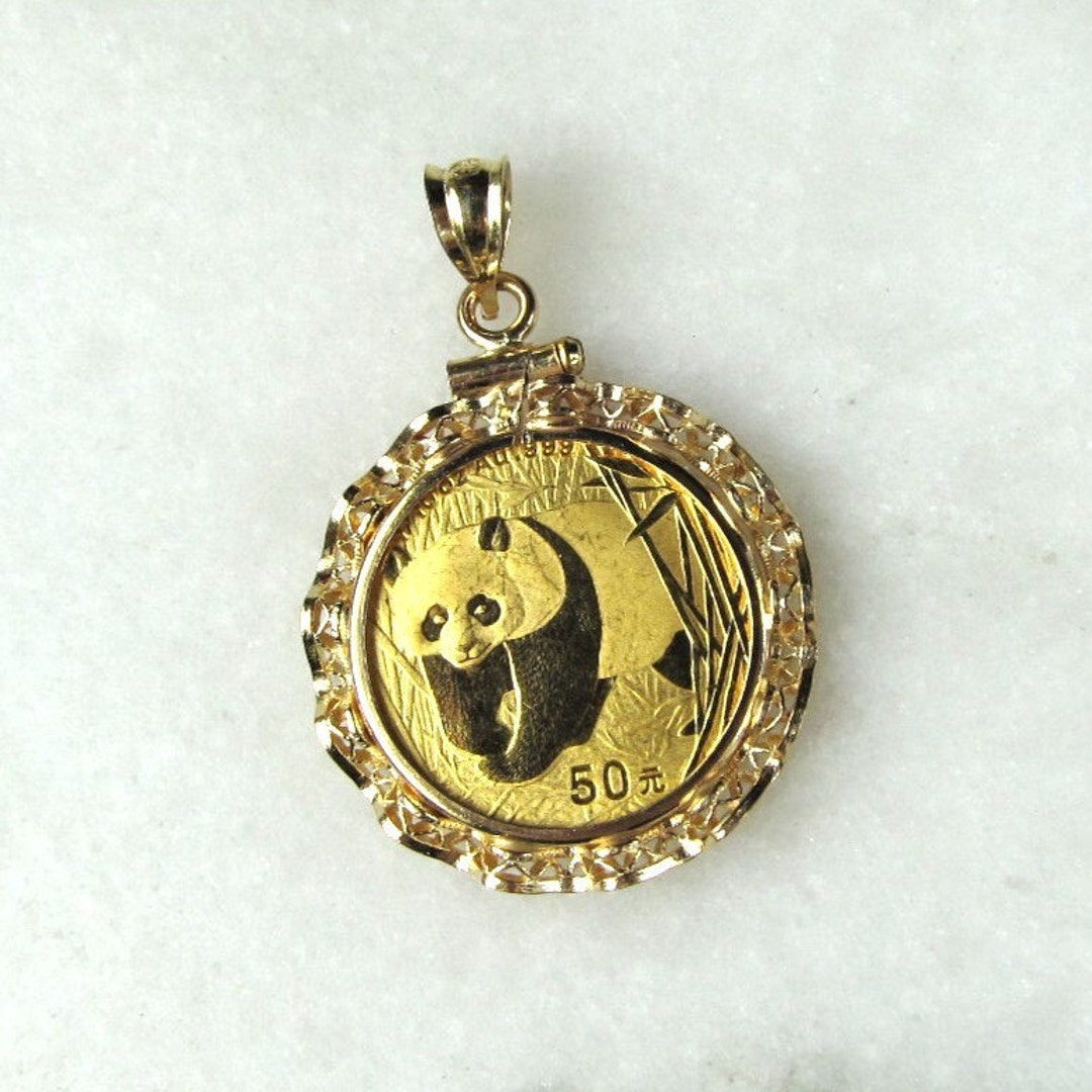 2002 1/10th .999 Gold Panda Coin Pendant 14K Bezel ETC8102 - Etsy